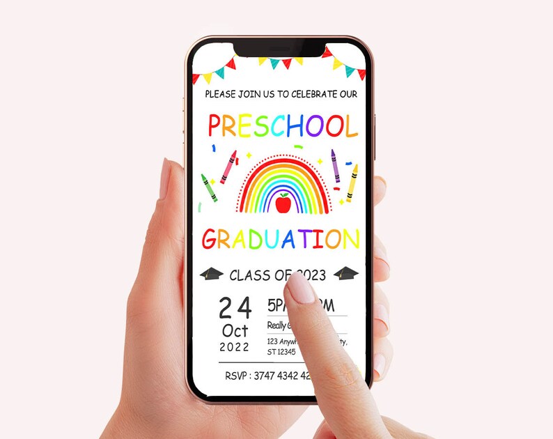 Preschool Graduation Invitation Rainbow Editable Template - Etsy