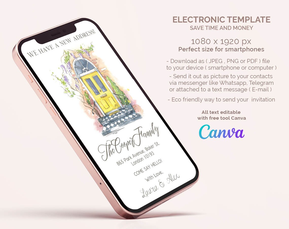 Yellow Watercolor Moving Away Party Invitation, Electronic Moving ...