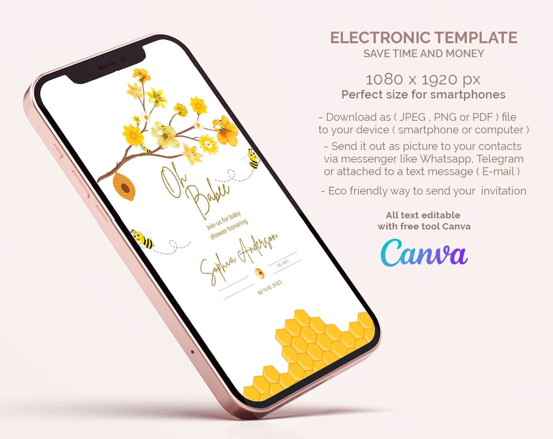 Invitación de baby shower de abejas haciendo miel invitación - Etsy España