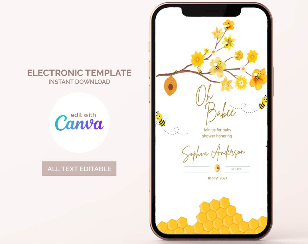 Invitación de baby shower de abejas haciendo miel invitación - Etsy España