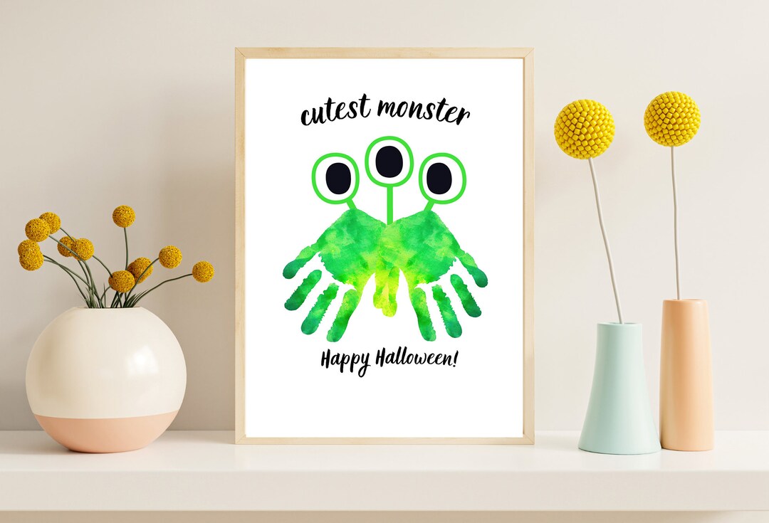 Happy Halloween Handprint Art, Monster Halloween Handprint Art Craft ...