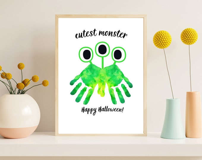 Monster Halloween Handprint Art Craft, Happy Halloween Footprint Art ...