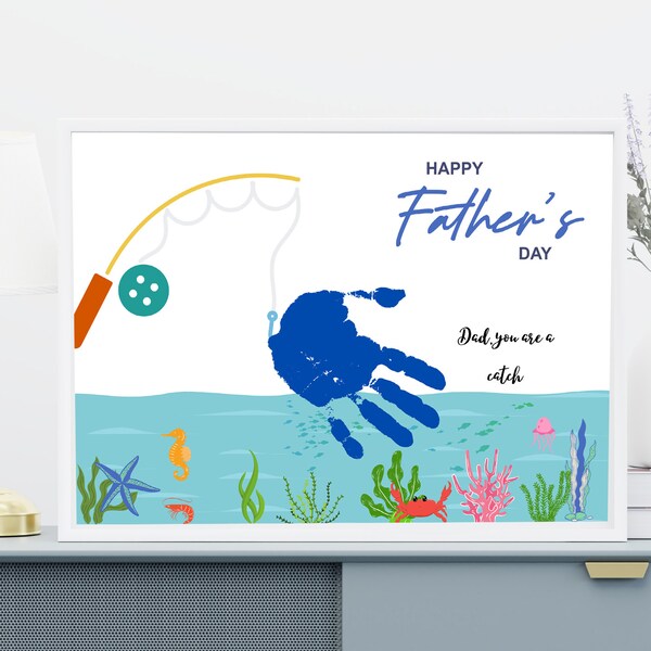 Fathers Day Handprint Card - Etsy