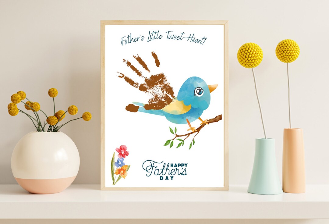 Handprint Sentimental Card, Kid Printable, Father's Little Tweet Heart ...
