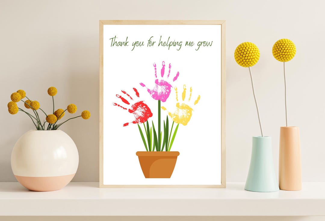 Flower Handprint Craft Art, Printable for Mom, Dad or Grandparents ...