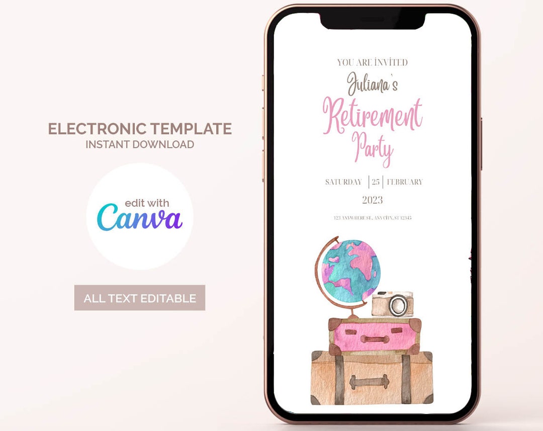 Editable Pink Retirement Party Invitation, Adult Retirement Invite ...