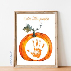 Pumpkin Handprint Art Printable, Preschool Pumpkin Printable, Halloween ...