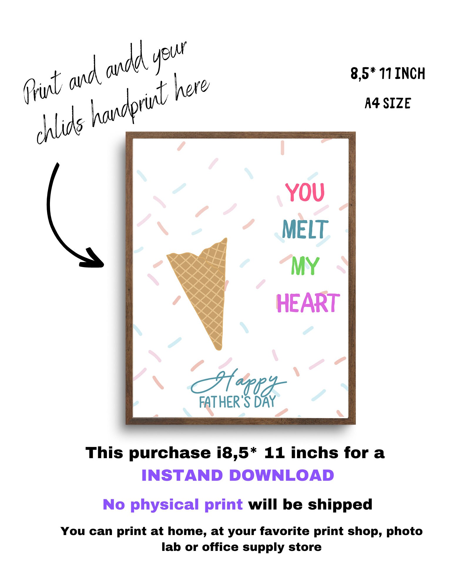 Father's Day Craft for Kids, Ice Cream Handprint Father's Day Craft ...