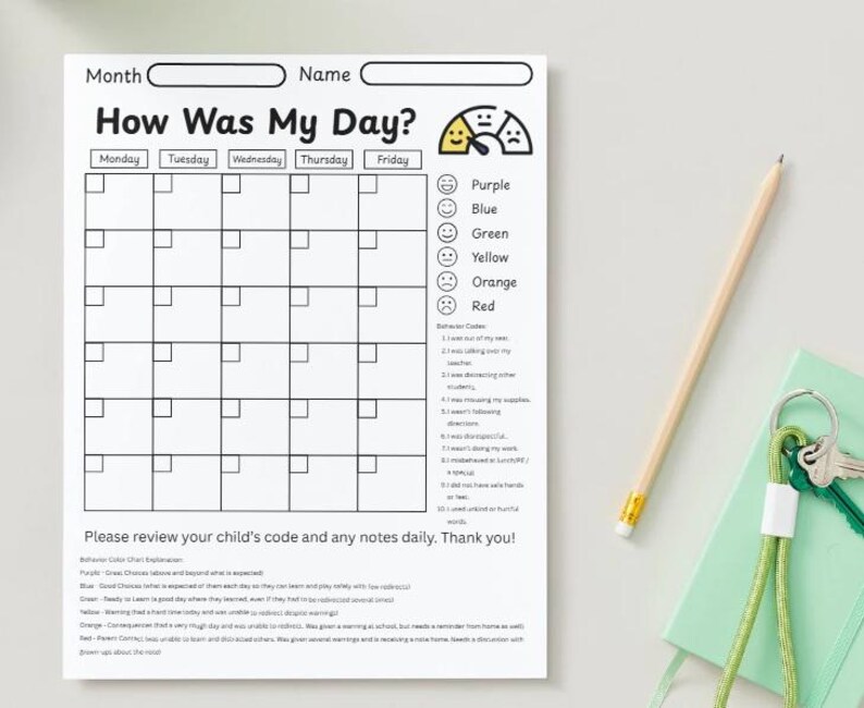 Printable Student Behavior Tracker: Daily Classroom Chart (PDF) - Etsy