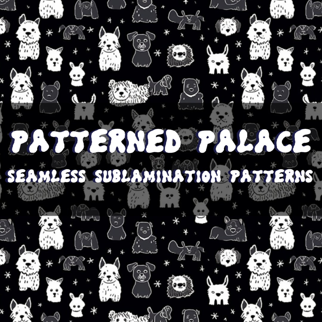 Printable Animal Pattern - Black and White Puppy Design - Digital ...