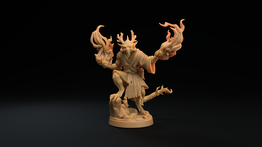 Dragonborn Spellcaster Yokai Lodge 3d Printed Miniatures Sculpted by ...