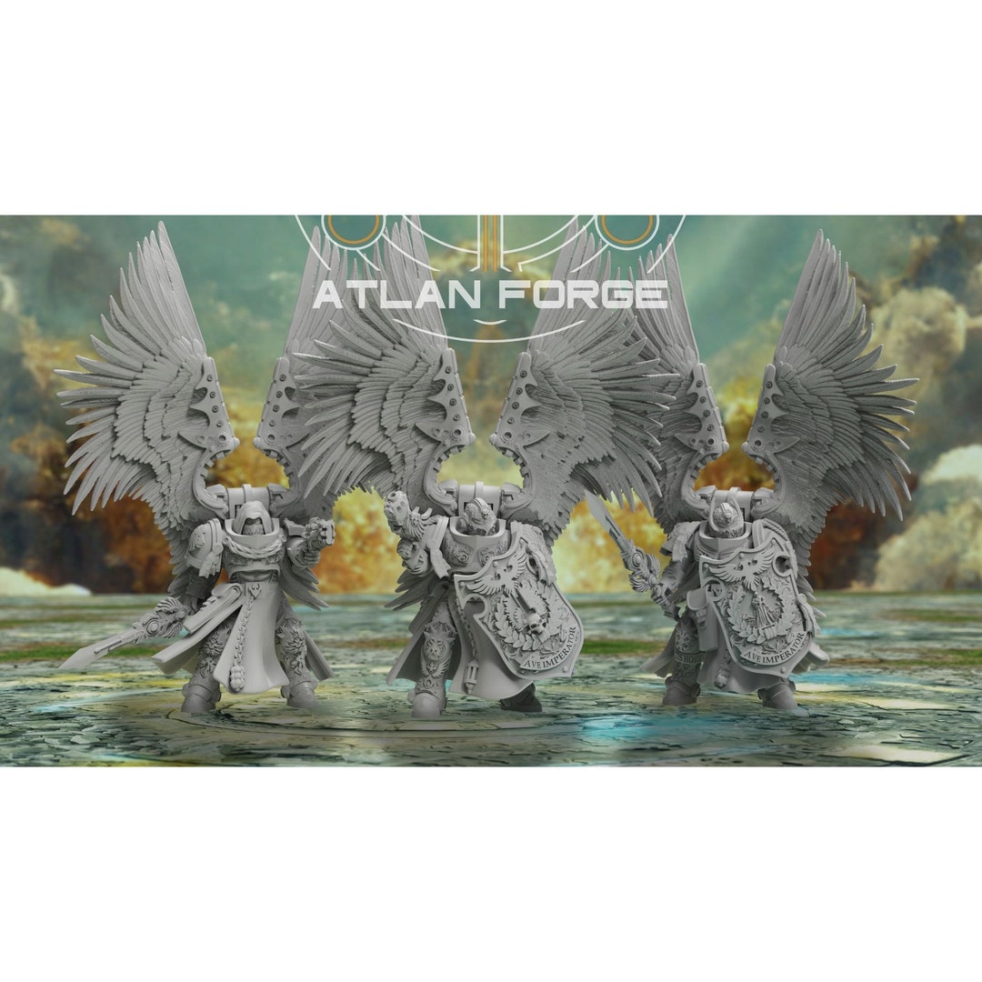 Knights Angelic Veterans - 3 Model Modular Unit 3d Printed Sculpted by ...