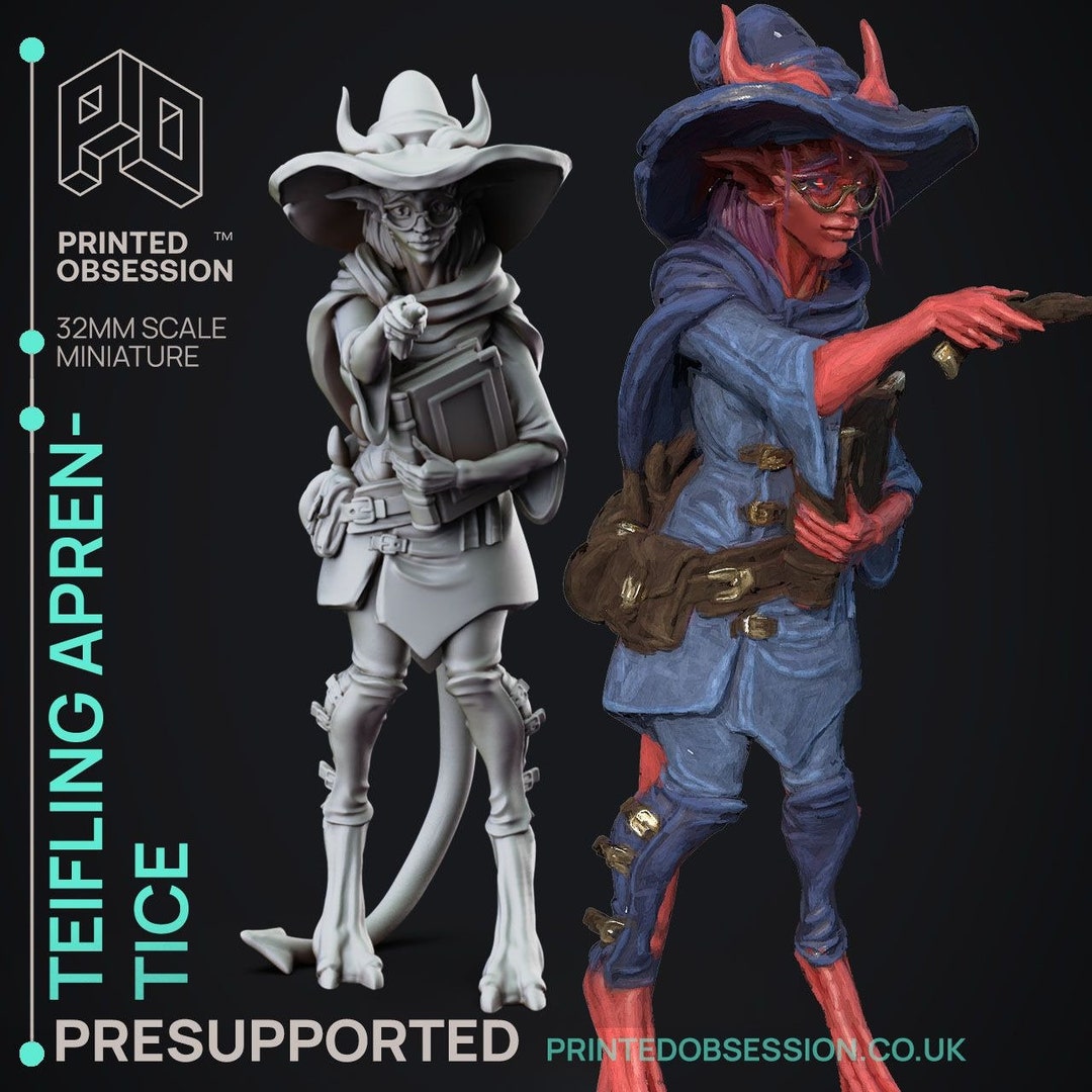 Tiefling Wizard Apprentice - 3d Printed Miniature by Printed Obsession - Etsy