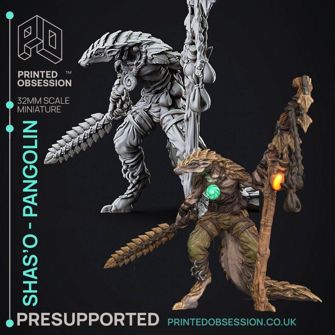 Shas'o the Shaman - Pangolin Anthro - 3d Printed Miniature by Printed ...