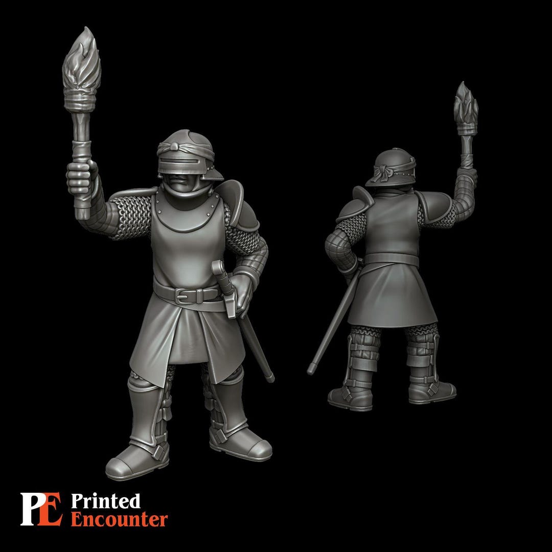 Crusader Knight With Torch 3d Printed Miniature by Printed Encounter - Etsy