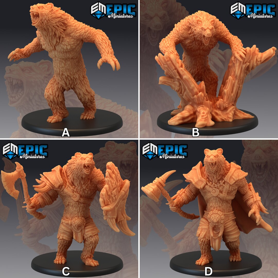 Werebears 3d Printed Miniature Sculpted by Epic Miniatures - Etsy