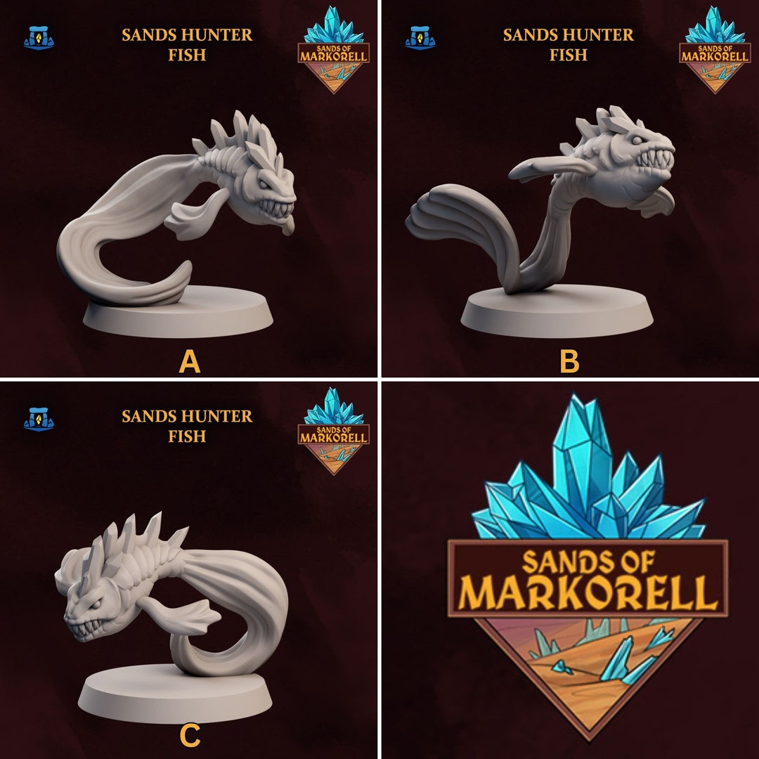 Sand Hunter Fish 3d Printed Miniature Sculpted by Wishgate Studios - Etsy