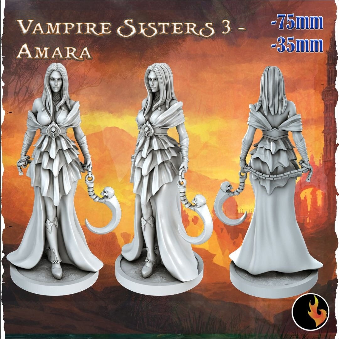 Vampire Sister Amara 3d Printed Miniature by Ravi RKS3D - Etsy