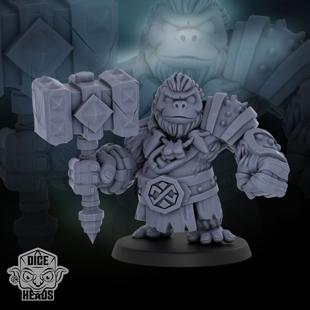 Ape Fighter / Paladin, Hamarok 3d Printed Miniature by Diceheads - Etsy