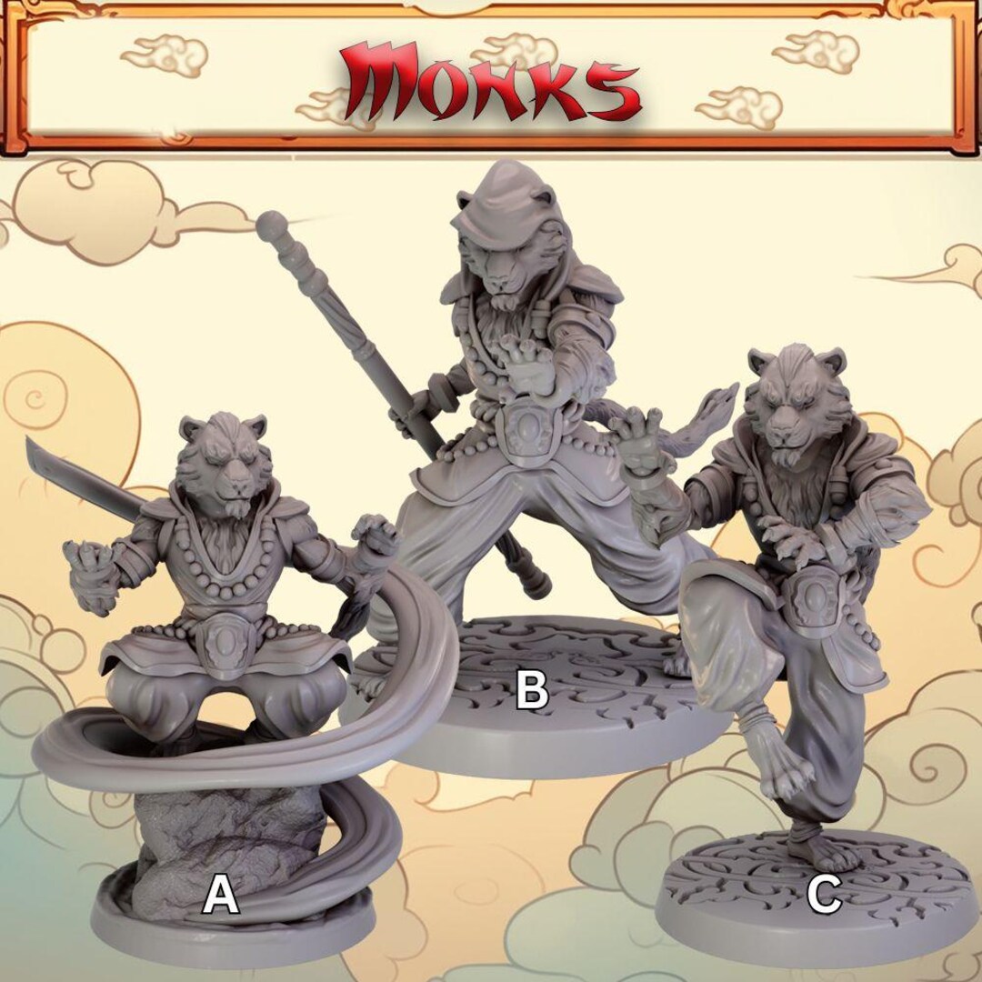 Tigerfolk Monks - Eternal Fangs - 3d Printed Miniature Sculpted by ...
