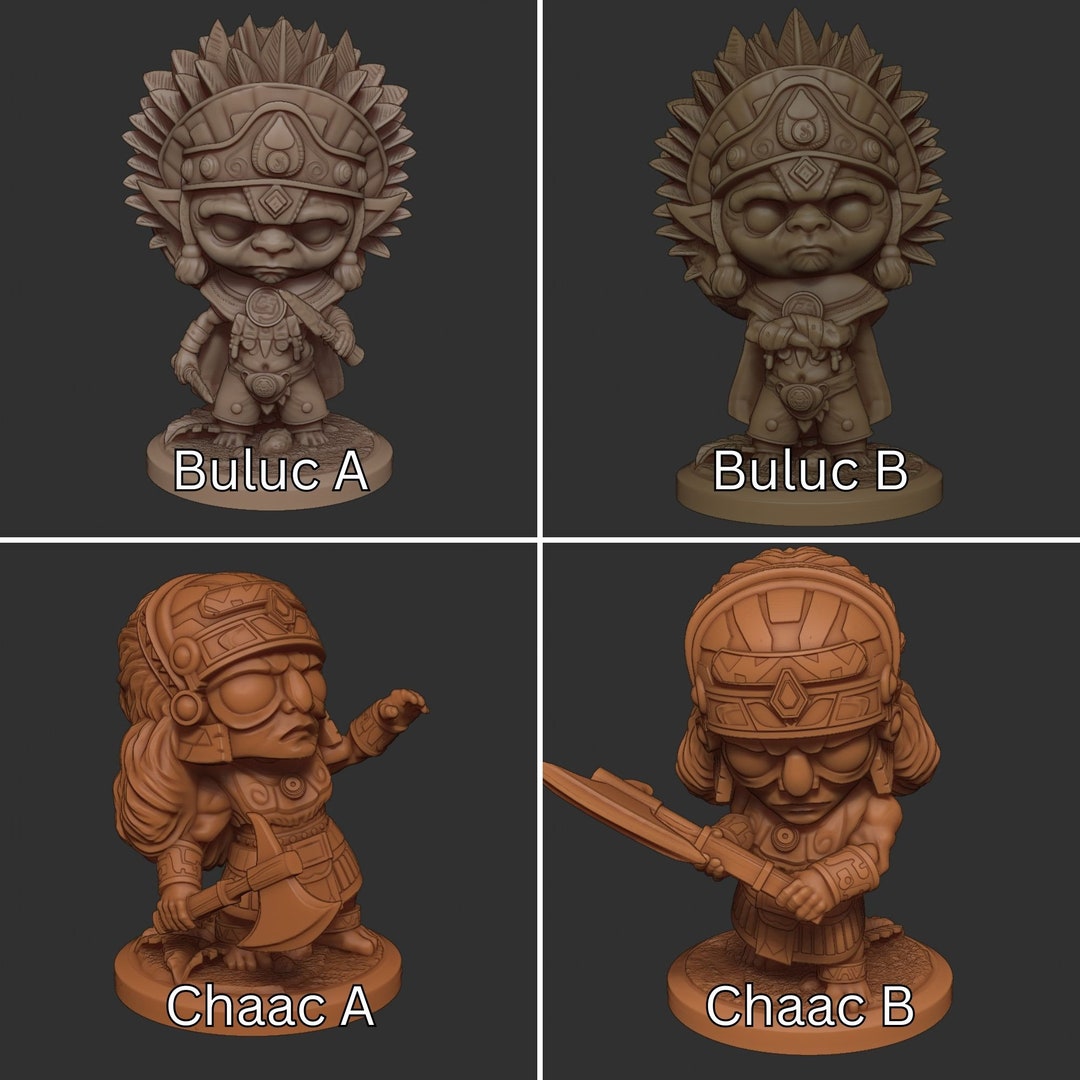 Chibi Mayan Gods - 3d Printed Miniature Sculpted by Limelight Studio - Etsy