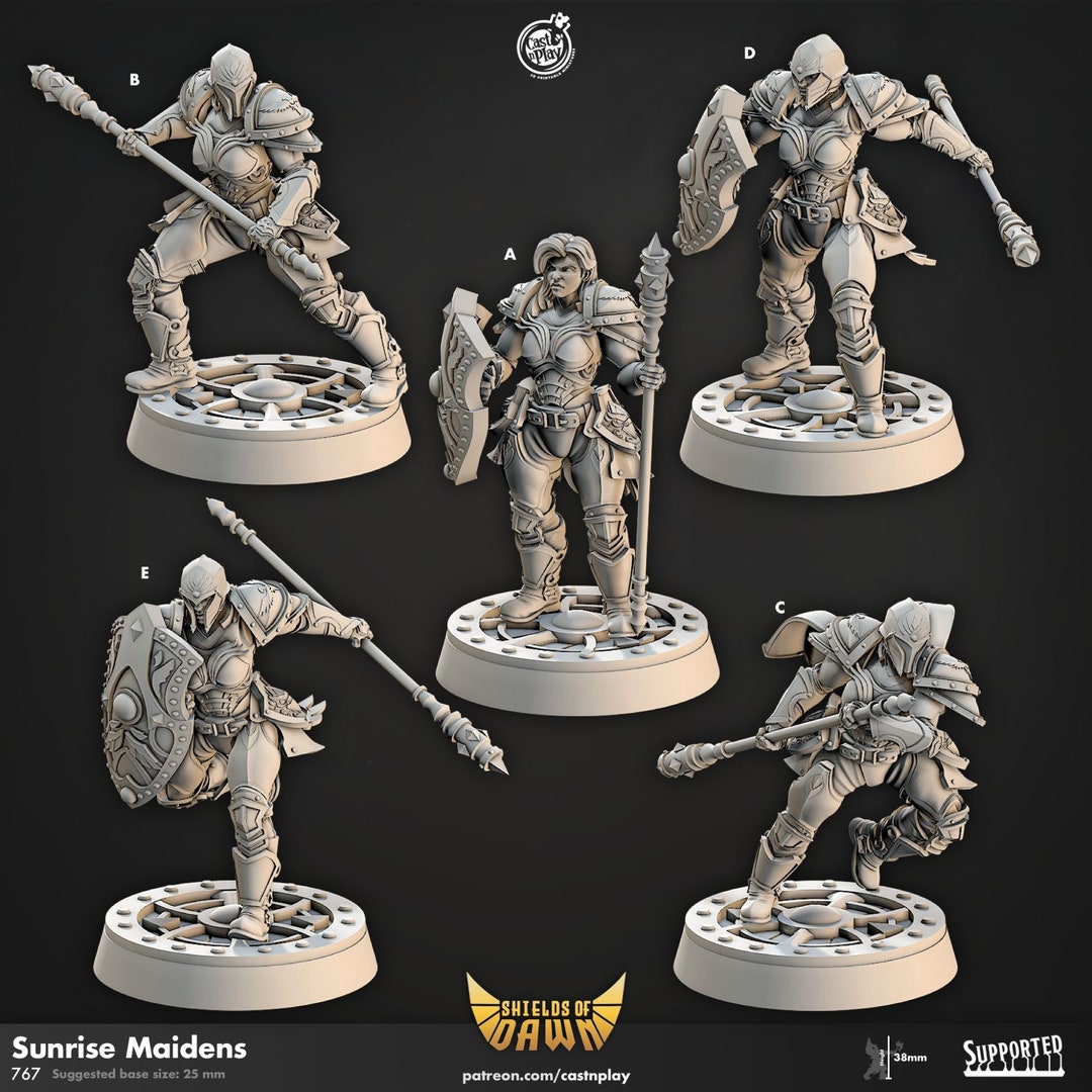 Sunrise Maidens Shields of Dawn 3d Printed Miniature by Cast N Play - Etsy