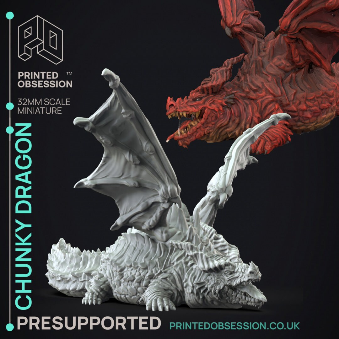 Chunky Dragon 3d Printed Miniatures Sculpted by Printed Obsession - Etsy