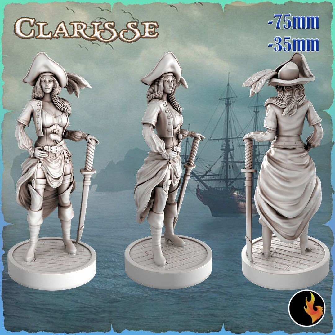 Clarisse - Pirate Girls - 3d Printed Miniature by Ravi (RKS3D) - Etsy
