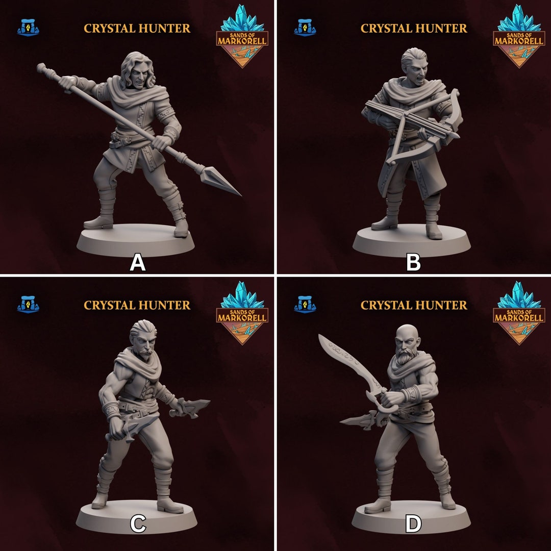 Crystal Hunters - 3d Printed Miniature Sculpted by Wishgate Studios - Etsy