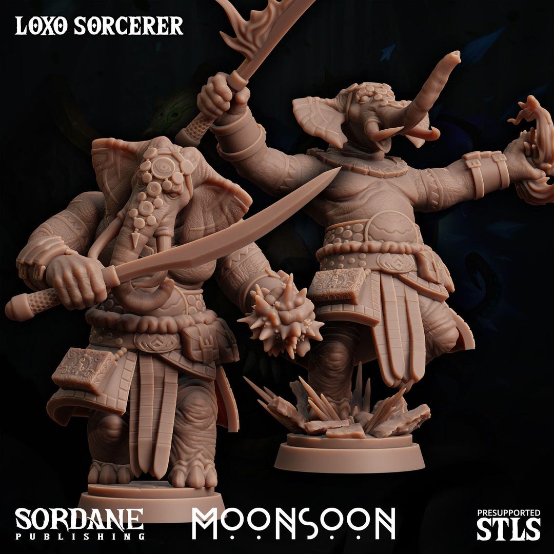 Loxo (loxodon) Sorcerer - 3d Printed Miniature Sculpted by Sordane ...