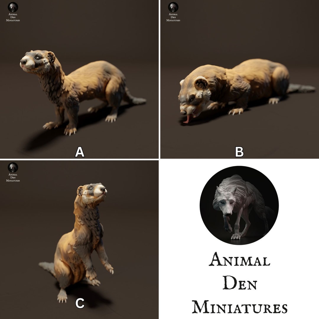 European Polecat - 3d Printed 1/24 Scale Miniature by Animal Den - Etsy