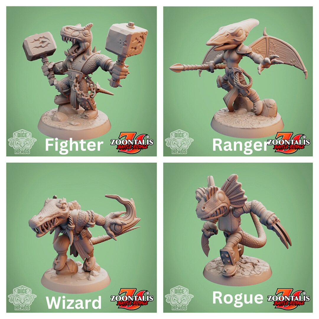 Dinosaur (carnivore) Adventuring Guild - 3d Printed Miniatures Sculpted by Dice Heads - Etsy