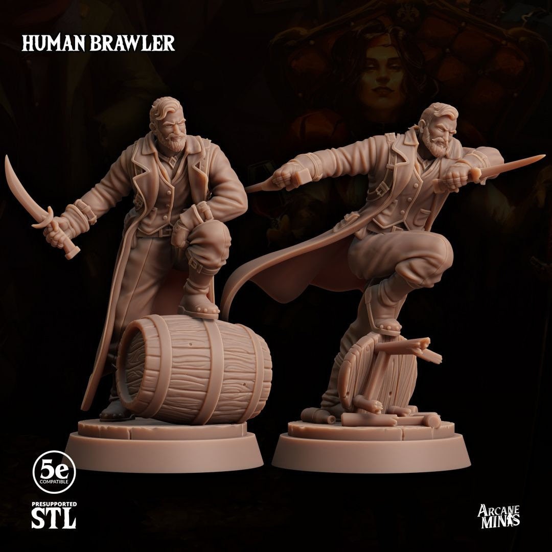 Human Brawler 3d Printed Miniature by Arcane Minis - Etsy