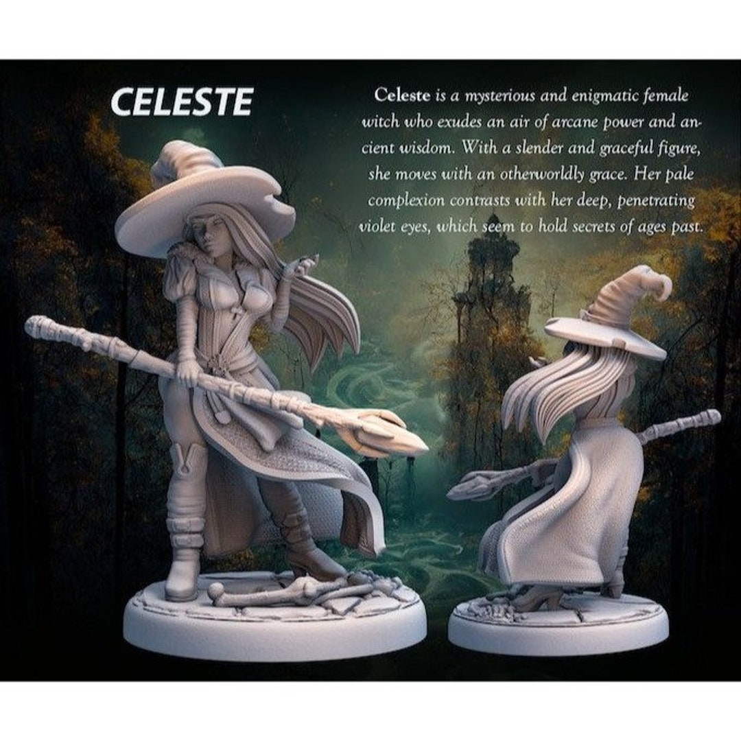 Witch Celeste - 3d Printed Miniature by Ravi (RKS3D) - Etsy