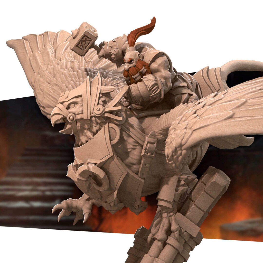 Dwarf Gryphon Rider- 3d Printed Miniature by Bite the Bullet - Etsy