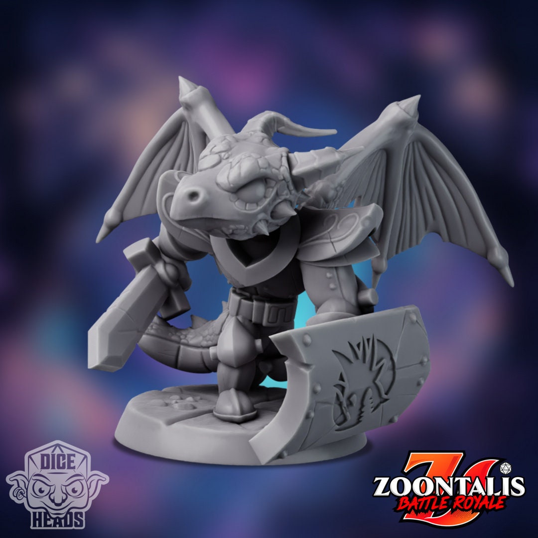 Dragonkin Fighter- 3d Printed Miniatures Sculpted by Dice Heads - Etsy