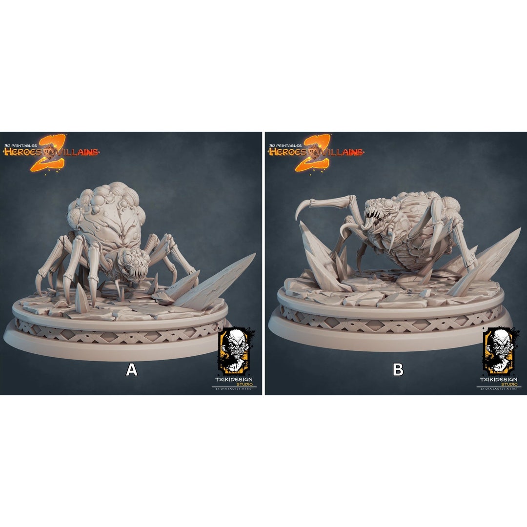Spiders 3d Printed Miniature Sculpted by Txiki Design Studio - Etsy