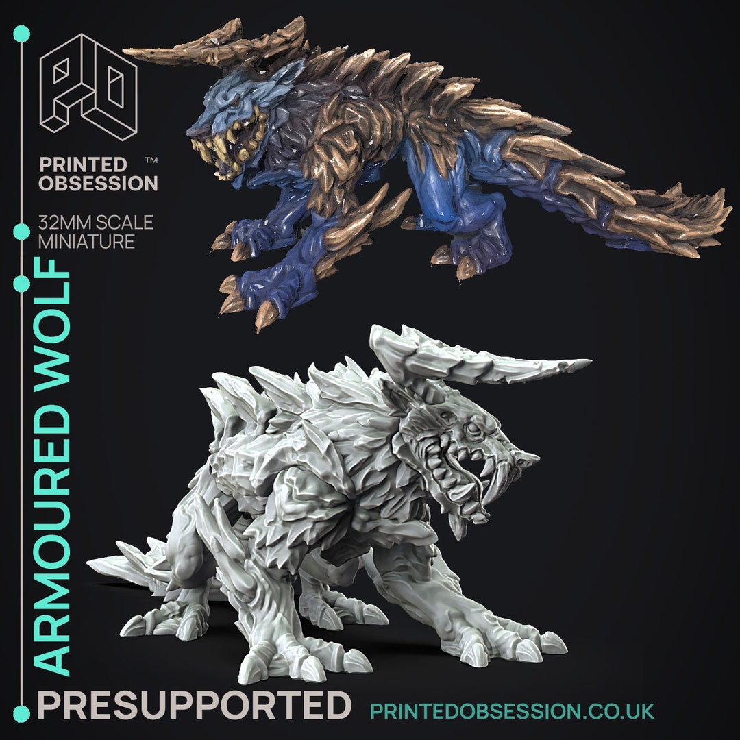 Armoured Wolf 3d Printed Miniatures Sculpted by Printed Obsession - Etsy