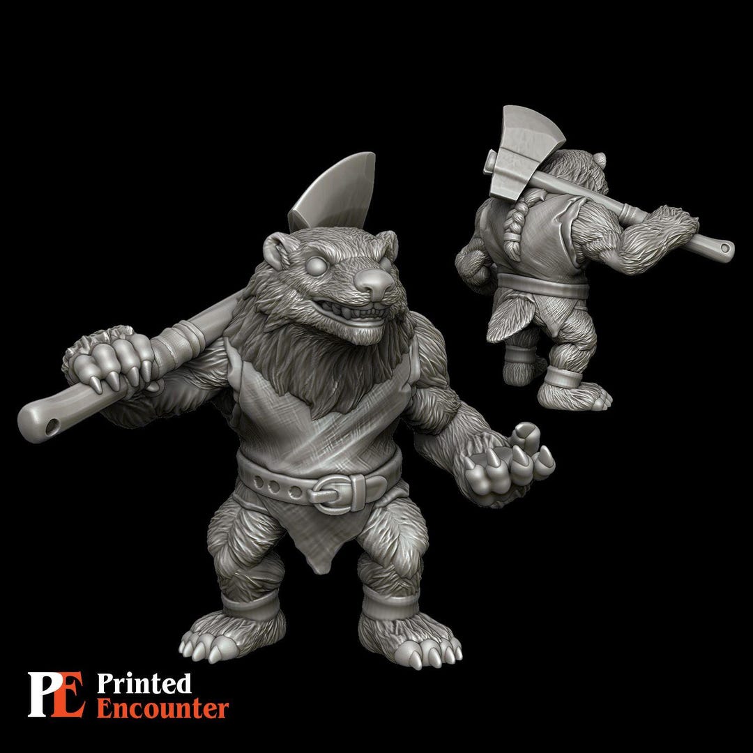 Badger Barbarian - 3d Printed Miniature Sculpted by Printed Encounter ...