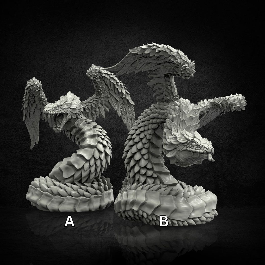 Feathered Serpent - 3d Printed Miniature by Adaevy Creations - Etsy