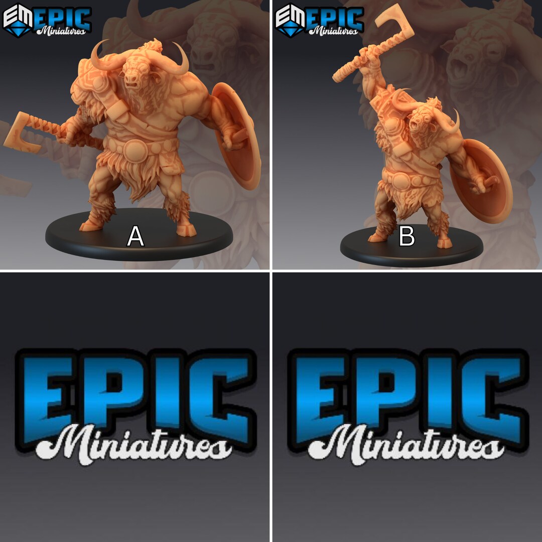 Minotaur 50mm Base 3d Printed Miniature Sculpted by Epic Miniatures - Etsy