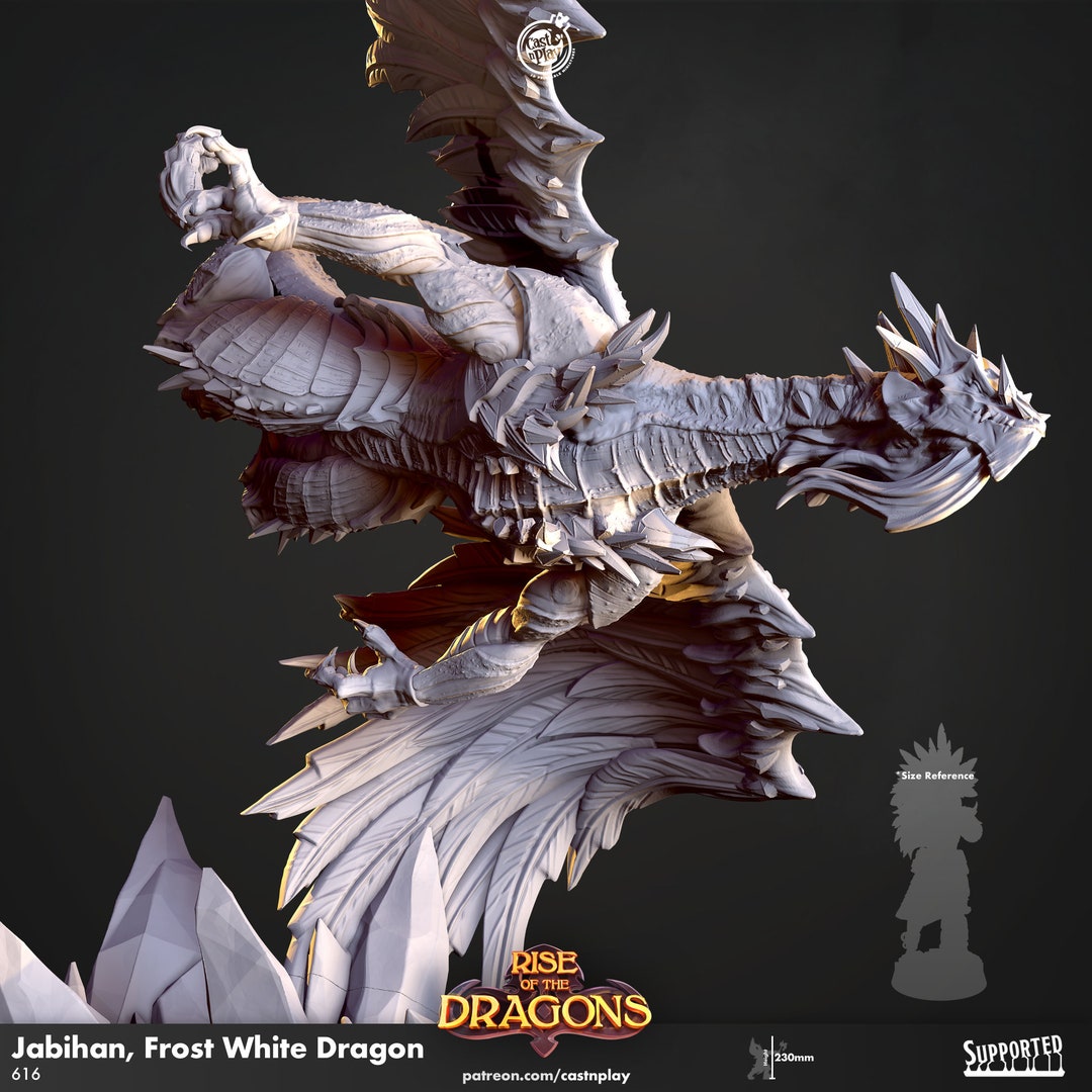 Jabihan, Frost White Dragon - 3d Printed Miniatures Sculpted by Cast N ...