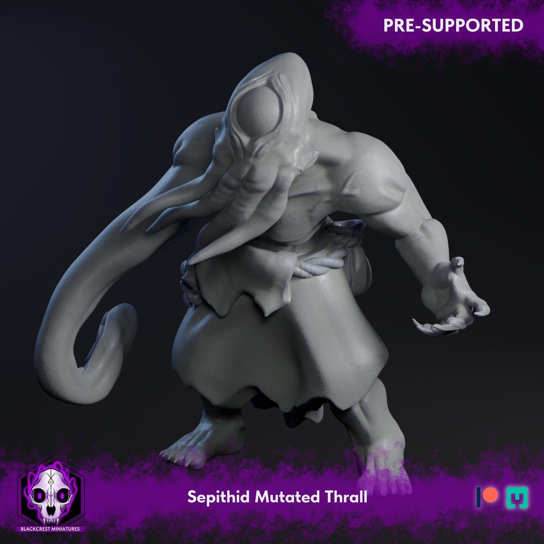 Sepithid Mutated Thrall - 3d Printed Miniature Sculpted by Blackcrest Miniatures - Etsy