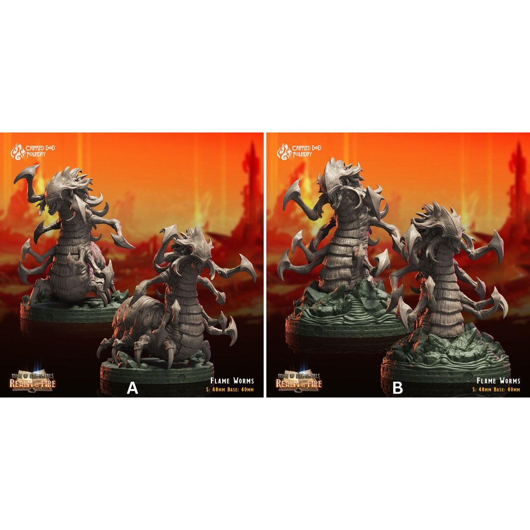 Flame Worms 3d Printed Miniature Sculpted by Crippled God Foundry - Etsy