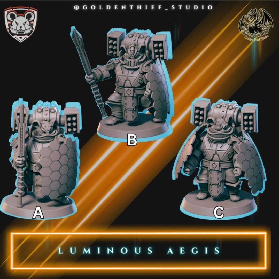 Luminous Aegis - 3d Printed Sculpted by Golden Thief Studios - Etsy