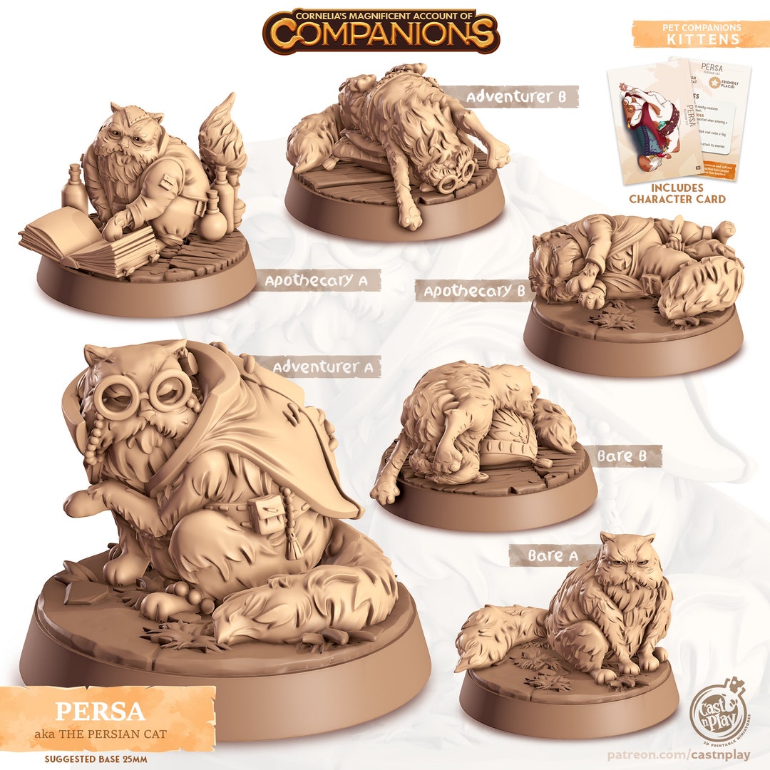 Persa Persian Cat Animal Companion Miniature for Dungeons and Dragons ...
