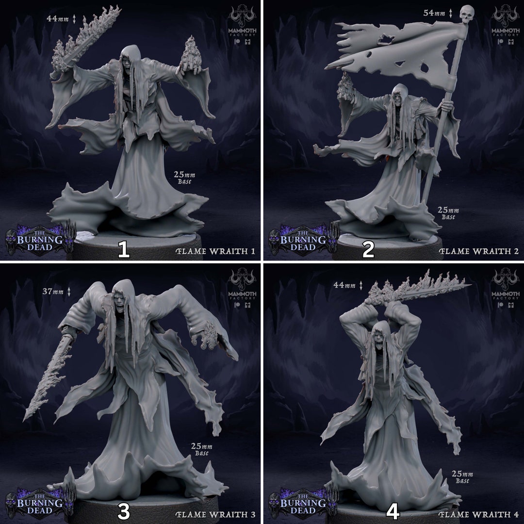 Flame Wraith - 3d Printed Miniatures Sculpted by Mammoth Factory - Etsy