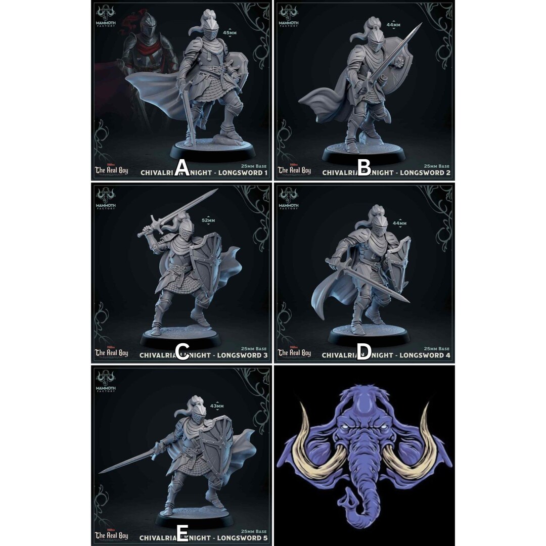 Chivalrian Knight - 3d Printed Miniature Sculpted by Mammoth Factory - Etsy