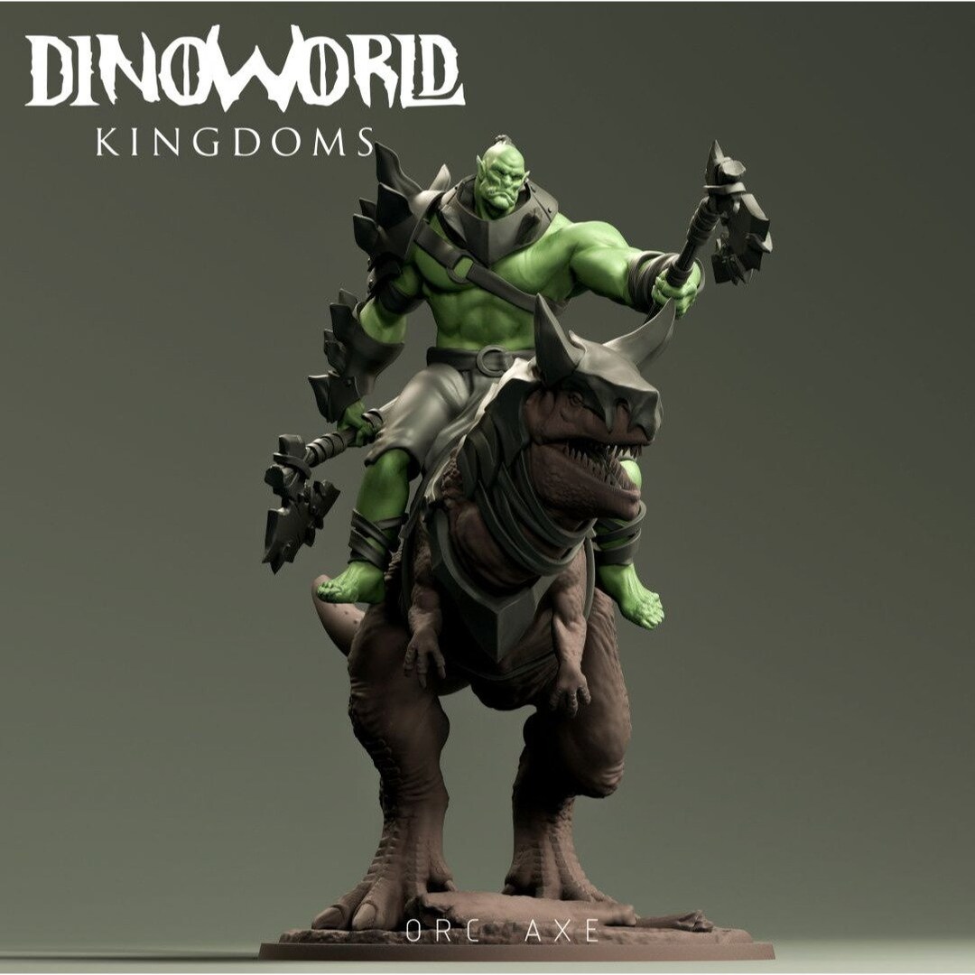 Orc Rider on Carnotaur Mount 3d Printed Miniature Sculpted by Dinoworld ...