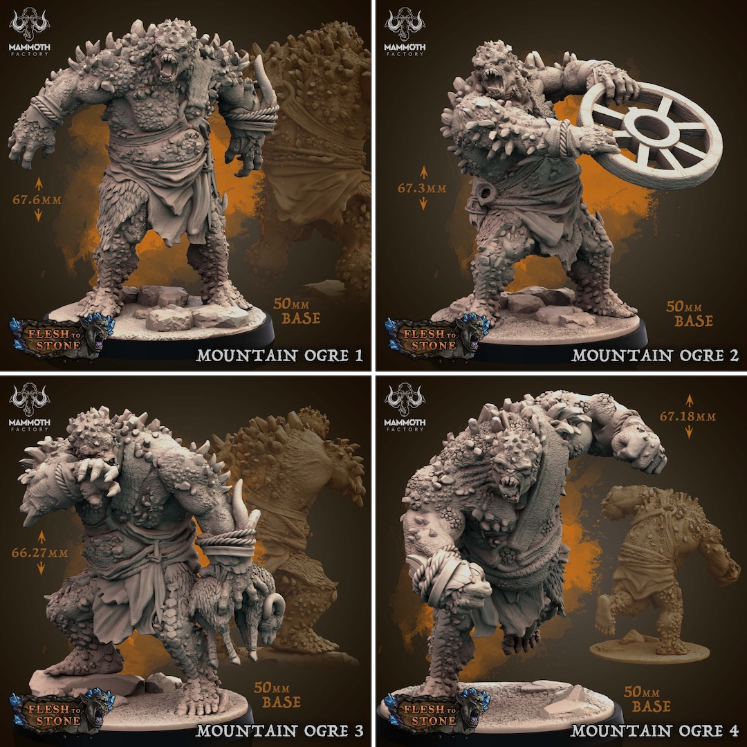 Mountain Ogres - 3d Printed Miniatures Sculpted by Mammoth Factory - Etsy